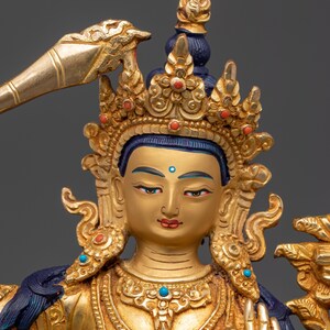 Beautiful Manjushri Wisdom Buddha Holding Flaming Sword | 24K Gold ...