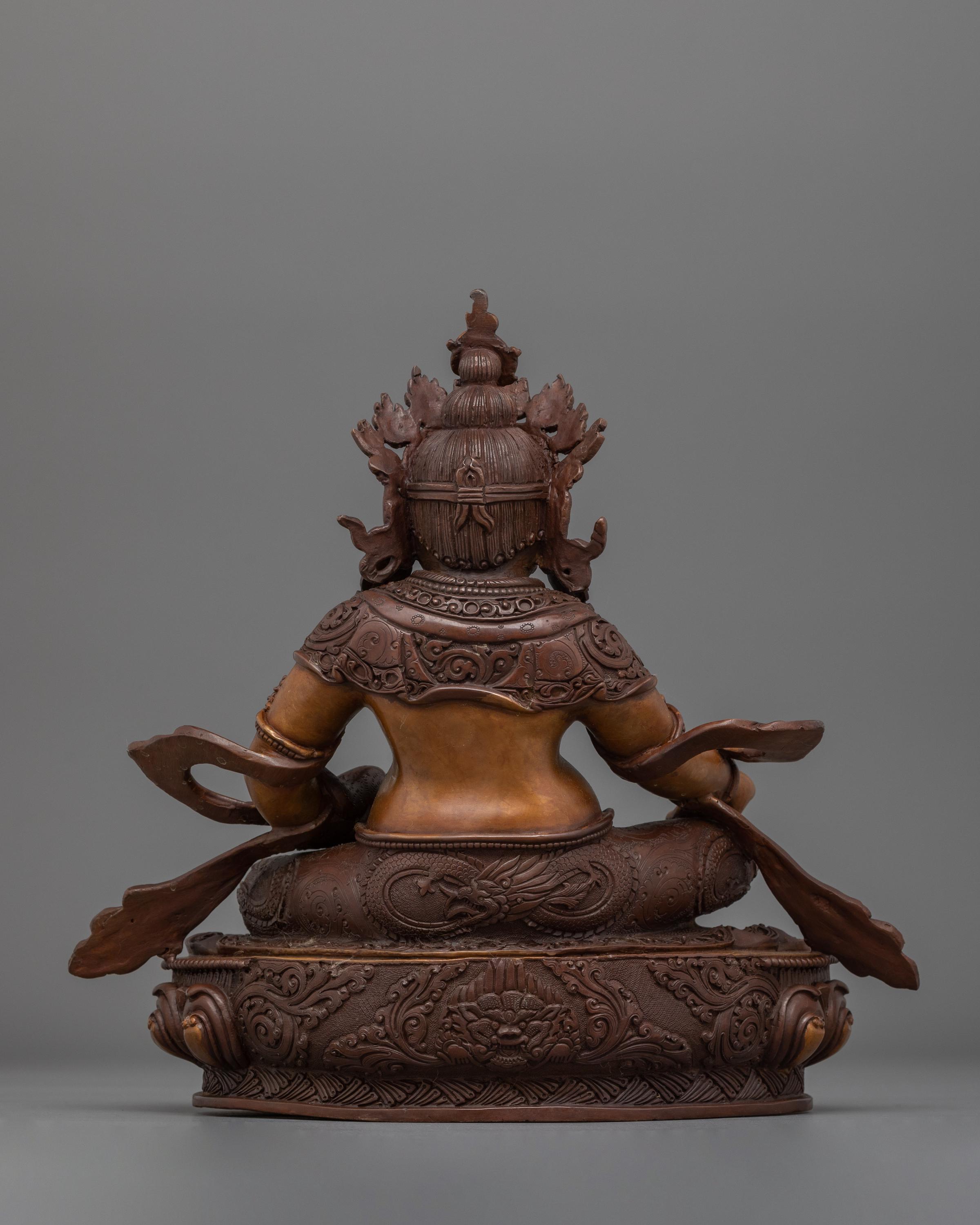 Handicraft Dzambhala Statue With Mongoose | Oxidized Copper Buddhist ...