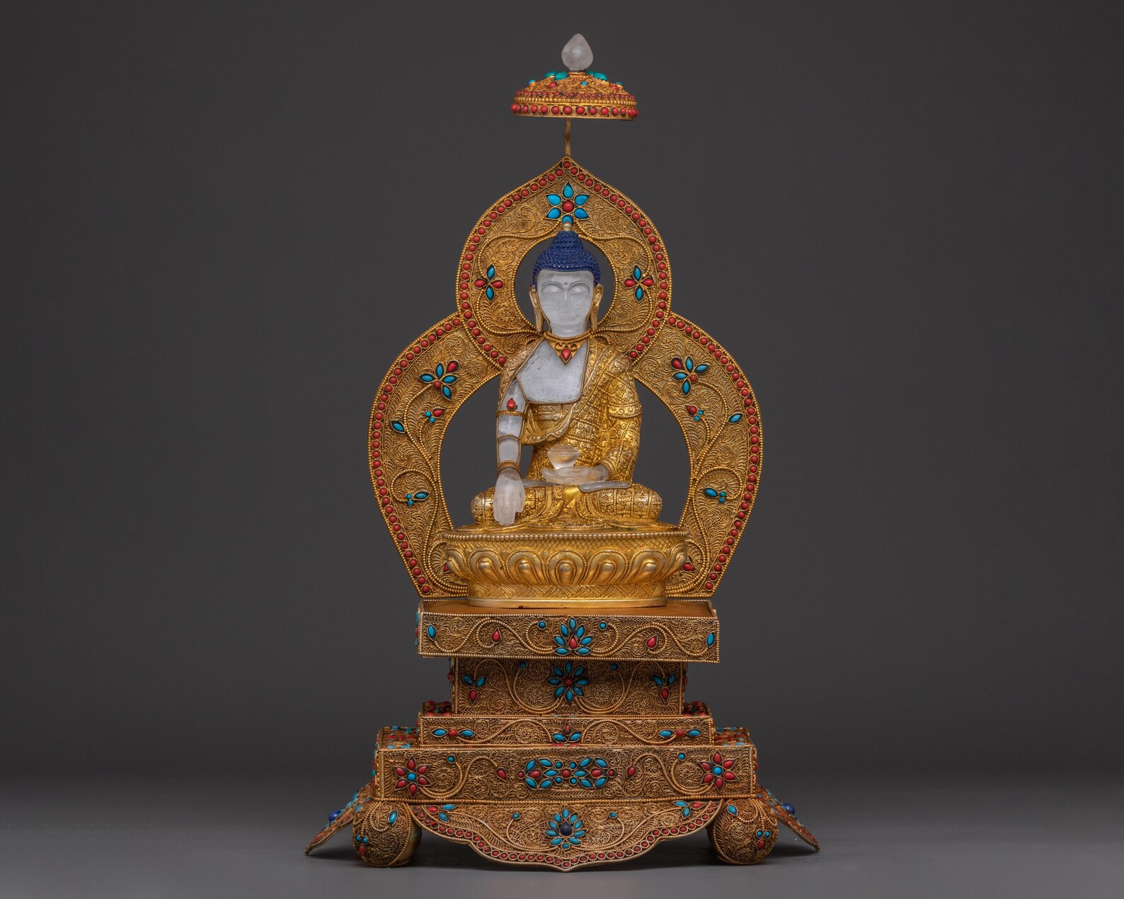 Nepali Handmade Shakyamuni Buddha on Throne | Imbibe Serenity | Made in ...