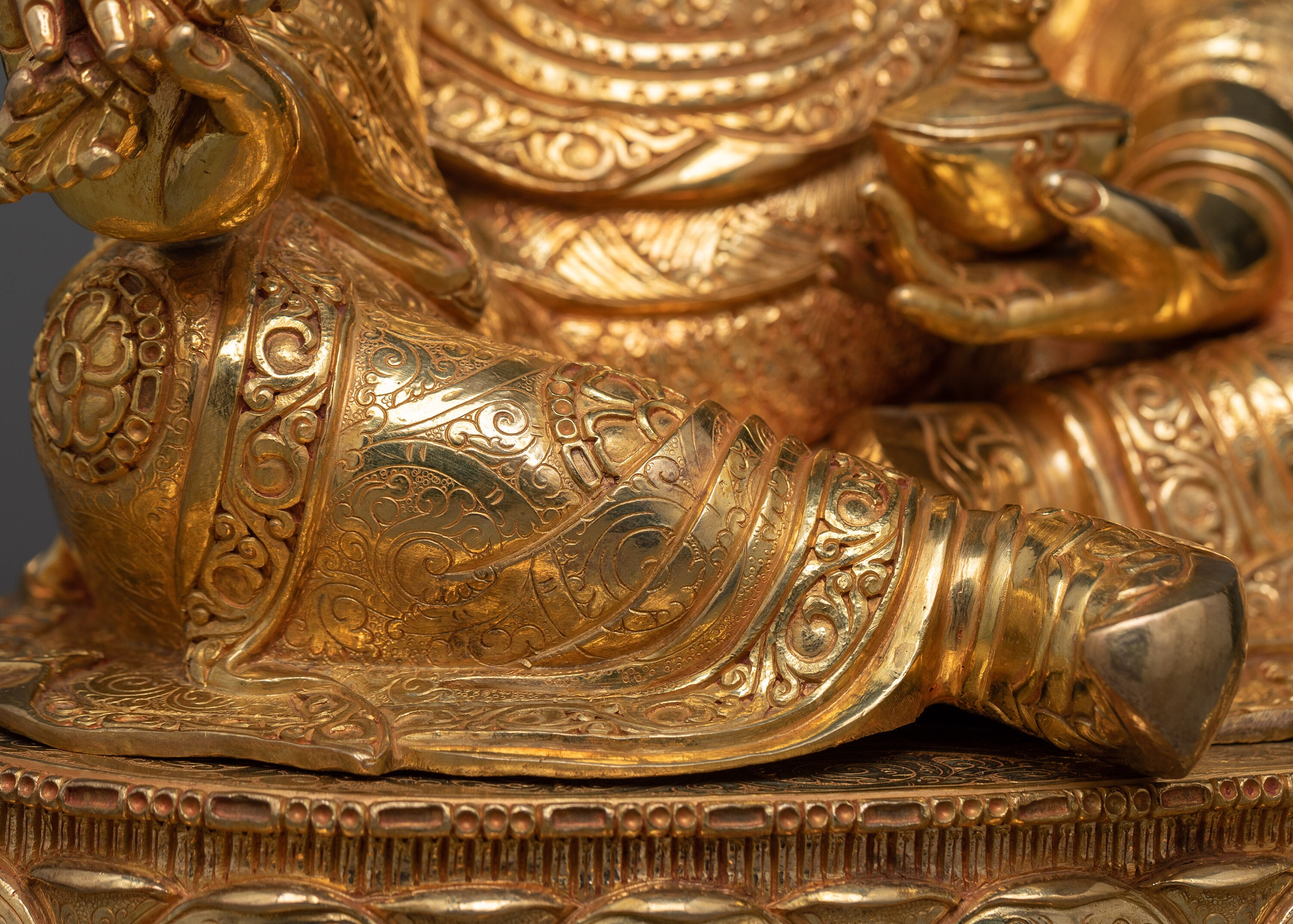 Guru Padmasambhava Statue in 24K Gold Gilded Copper - Tibetan Tantric ...