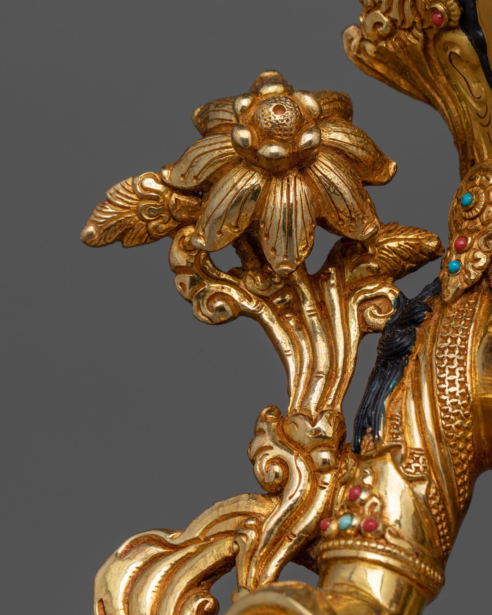 Jetsun Dolma Green Tara Bodhisattva Statue in 24K Gold Gilded Copper ...