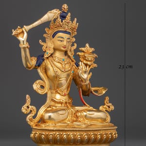 Beautiful Manjushri Wisdom Buddha Holding Flaming Sword | 24K Gold ...