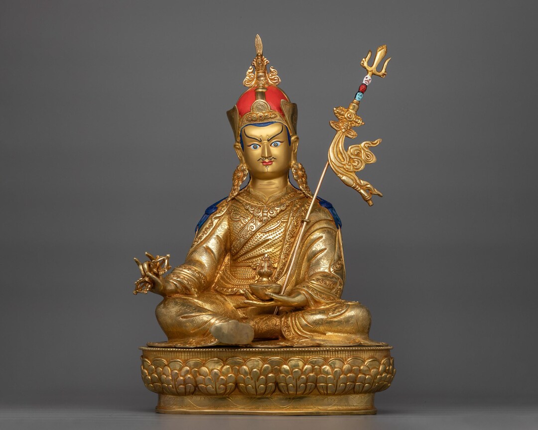 Guru Rinpoche Himalayan Spiritual Statue | Tibetan Buddhist Vajra ...