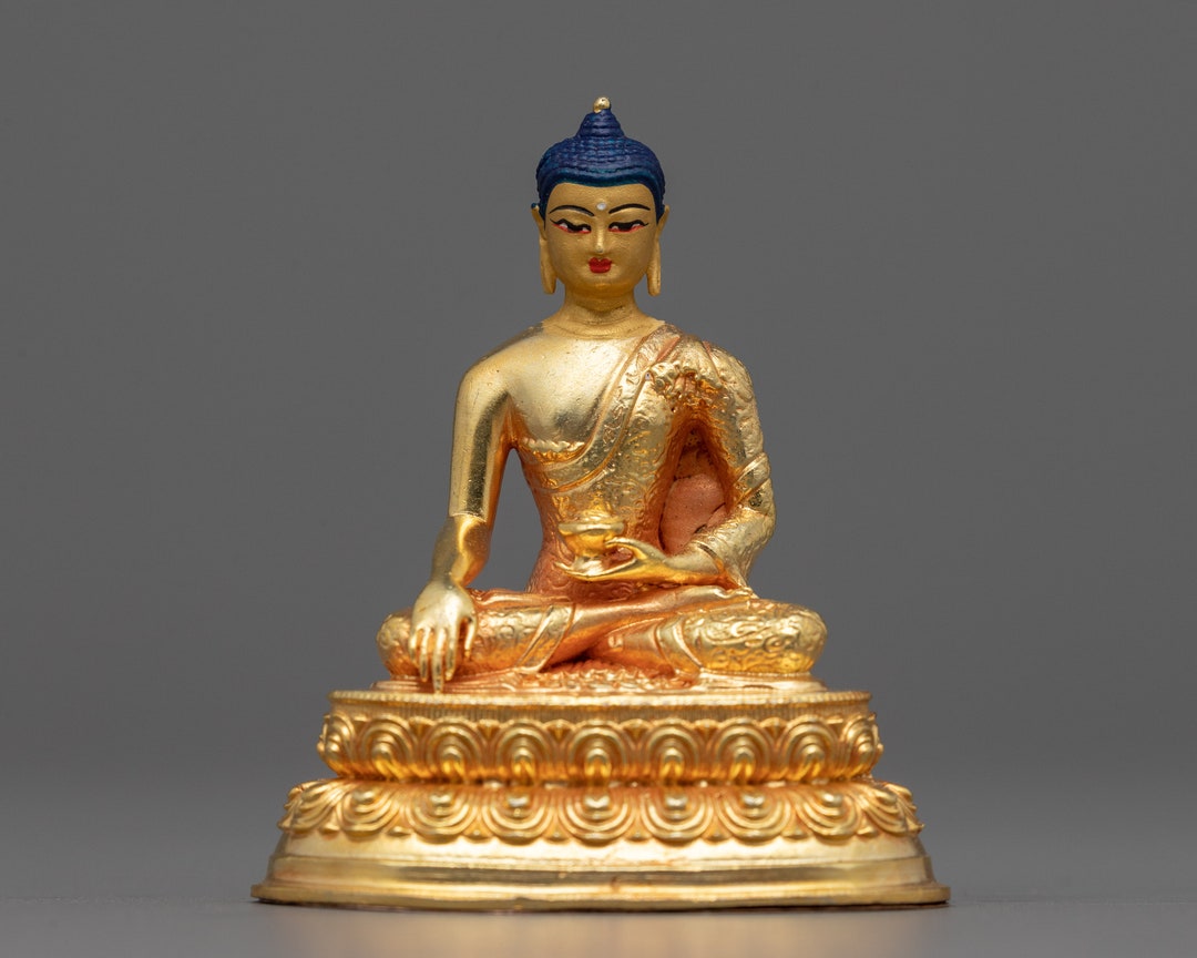 Miniature 24K Gold-gilded Machine-made Shakyamuni Buddha Copper Statue ...
