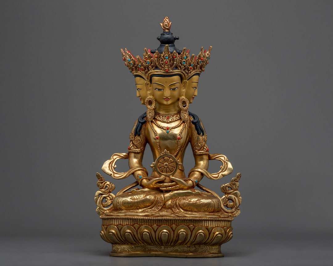 Mantra Vairocana Buddha Statue - Exquisite 24K Gold Gilded & Acrylic ...