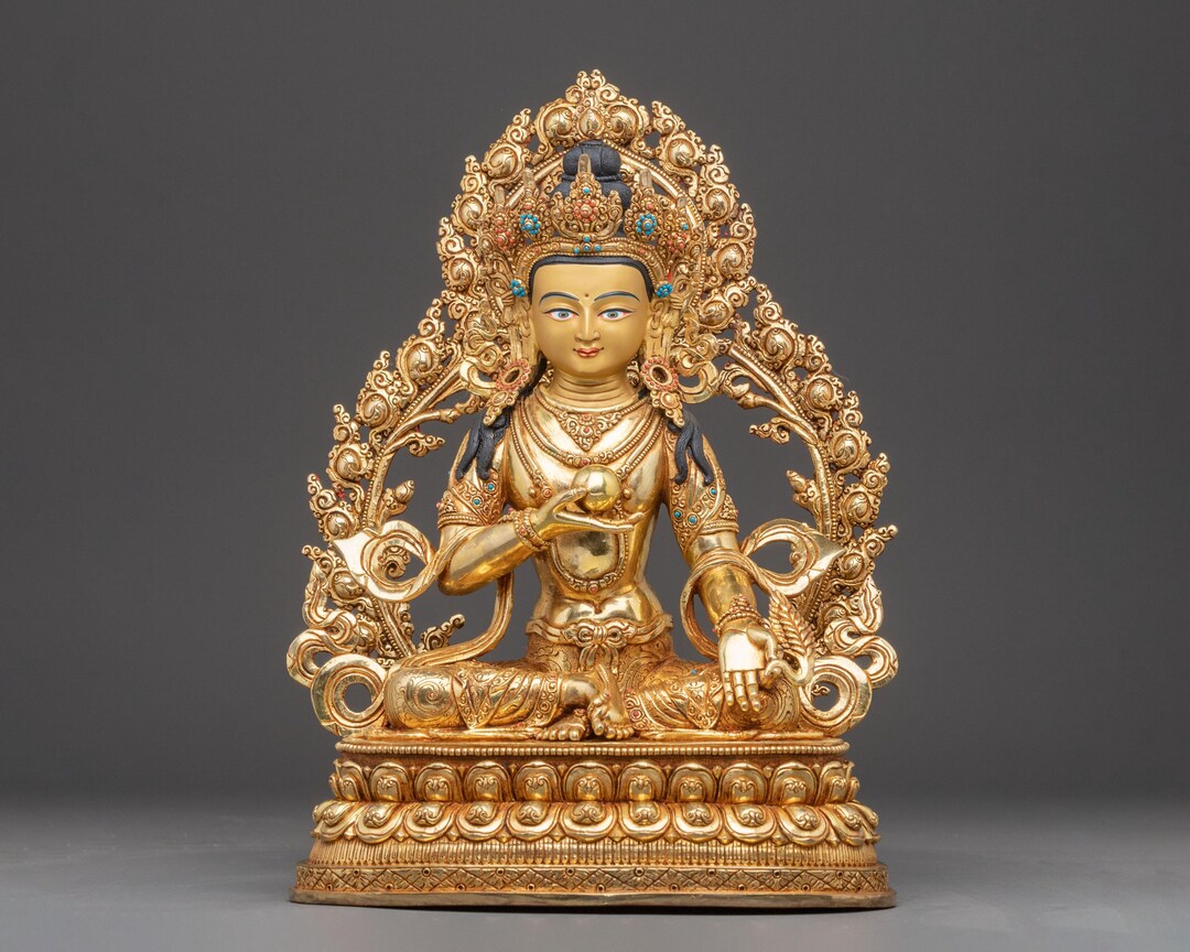 Golden Kshitigarbha Bodhisattva Statue: Handcrafted 24K Gold Gilded ...