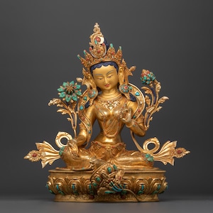 Shree Arya Tara | 24K Gold Gilded Copper Statue With Handcarved ...