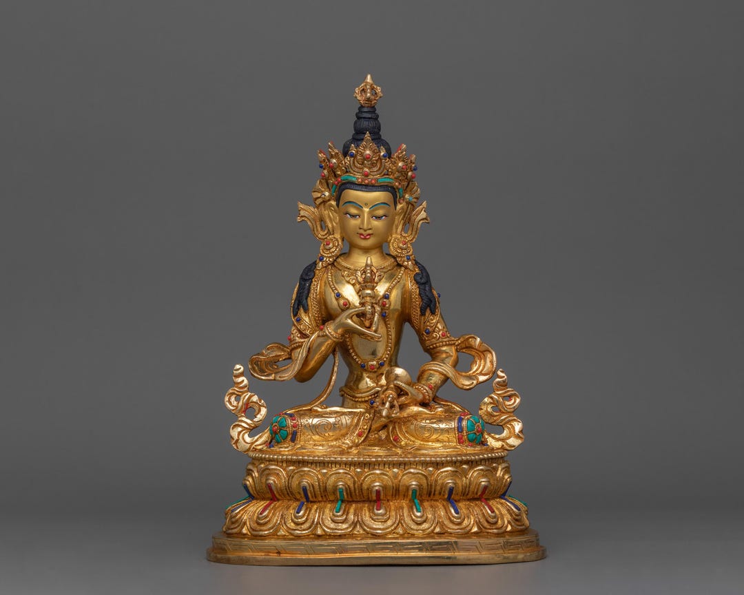 Statue of Tantric Buddha Vajrasattva | 24k Gold Gilded and Copper Body ...