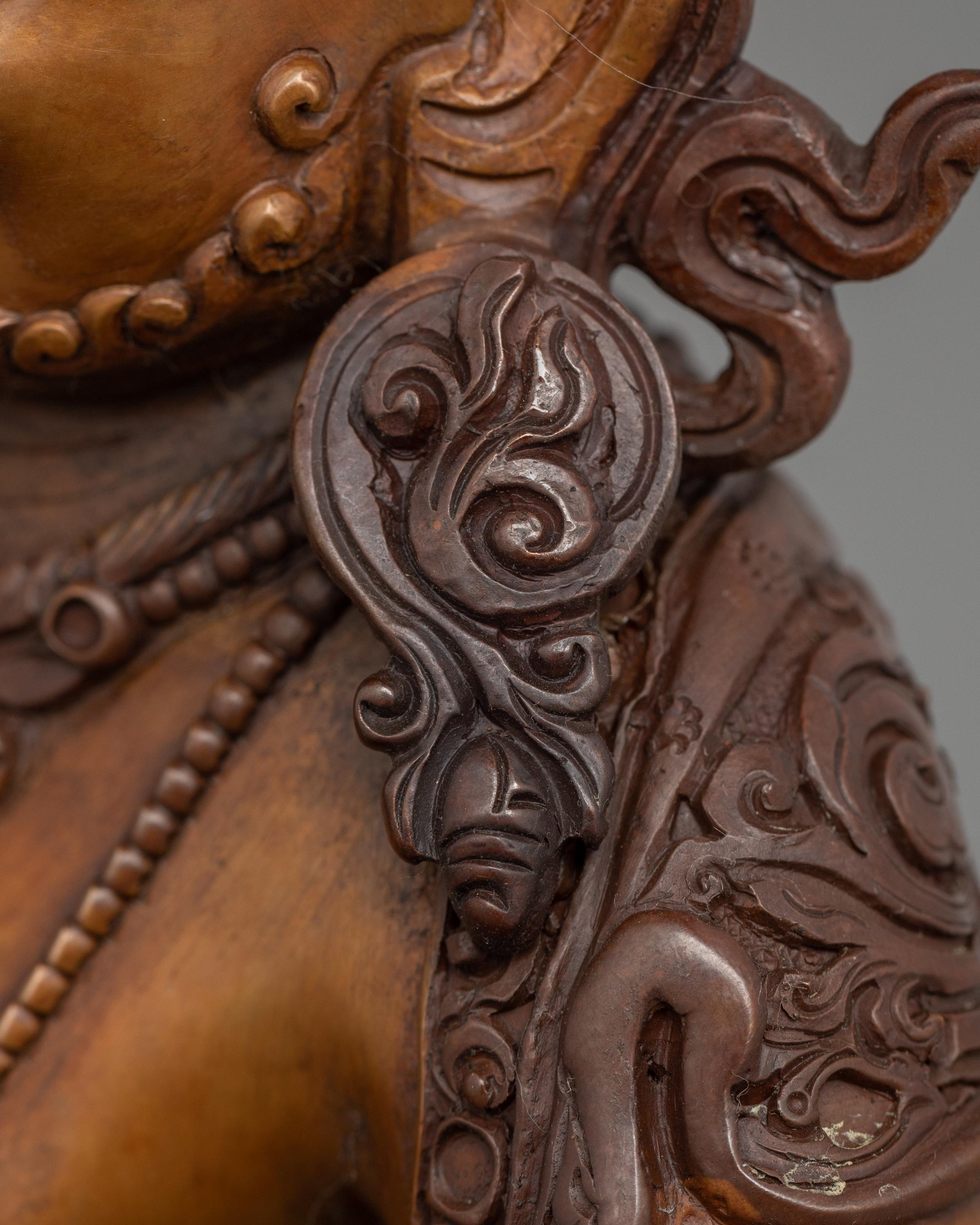 Handicraft Dzambhala Statue With Mongoose | Oxidized Copper Buddhist ...