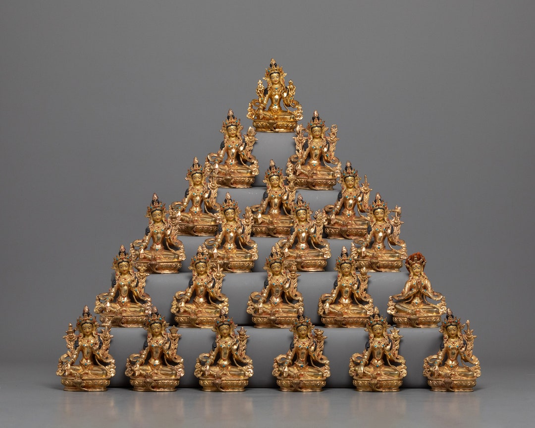 Gold Gilded 21 Tara Goddess Statue Set - Handcrafted, Meditation ...