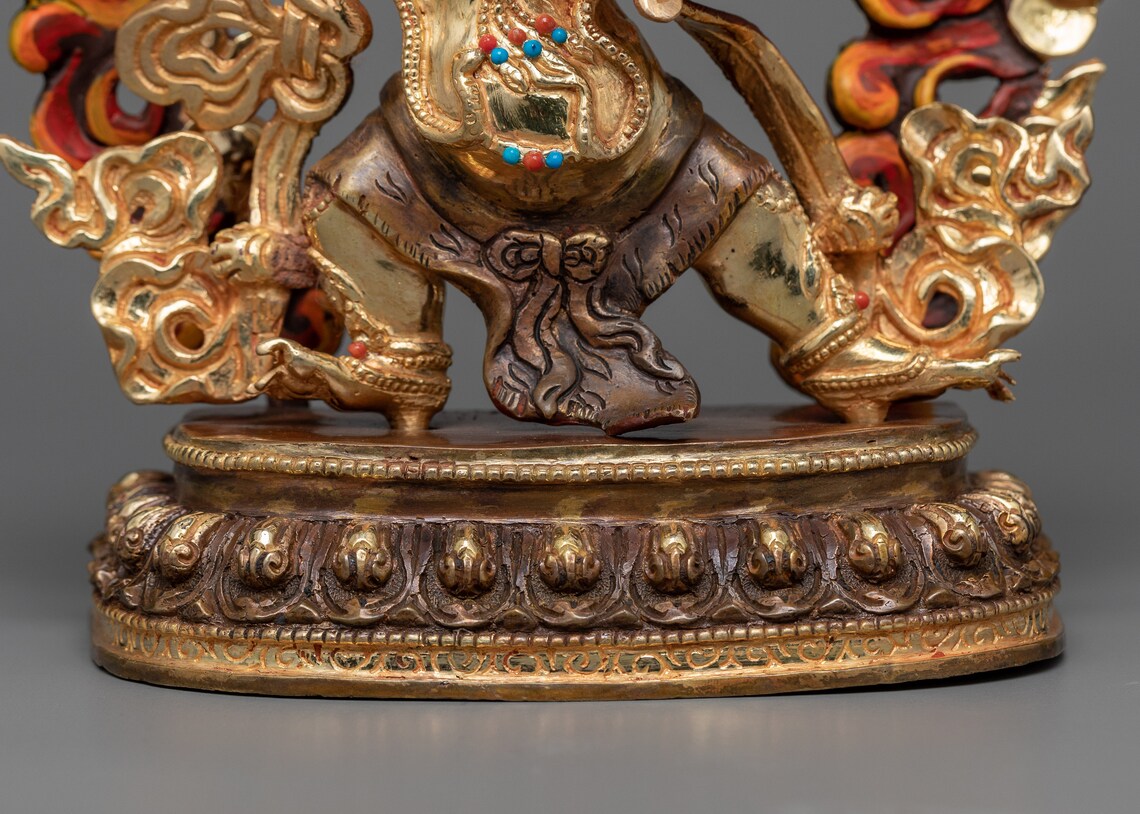Vajrapani Buddha Statue in 24K Gold Gilded Oxidized Copper - Symbol of ...