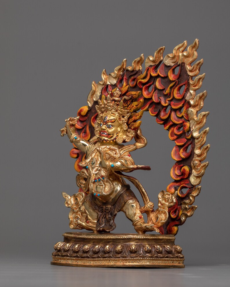 Vajrapani Buddha Statue in 24K Gold Gilded Oxidized Copper - Symbol of ...
