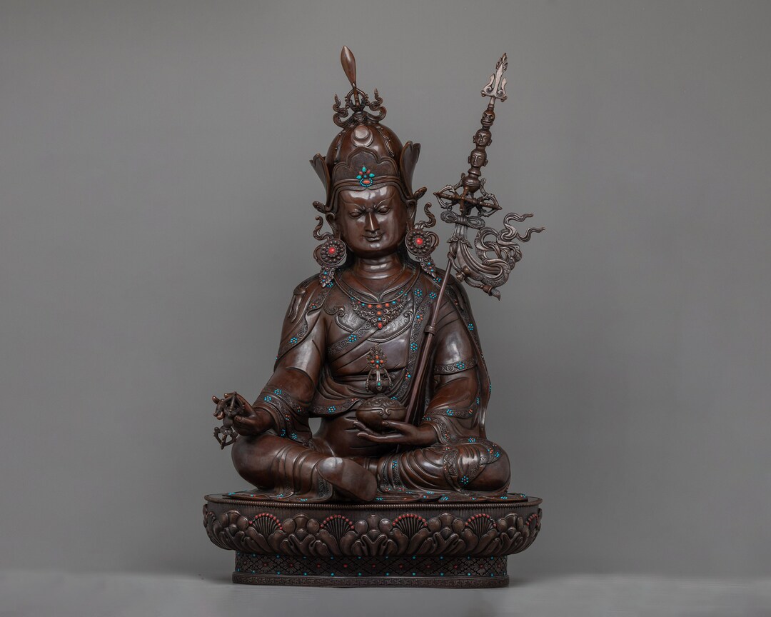 Tantra Master Guru Rinpoche Oxidized Copper Statue | A Monumental ...