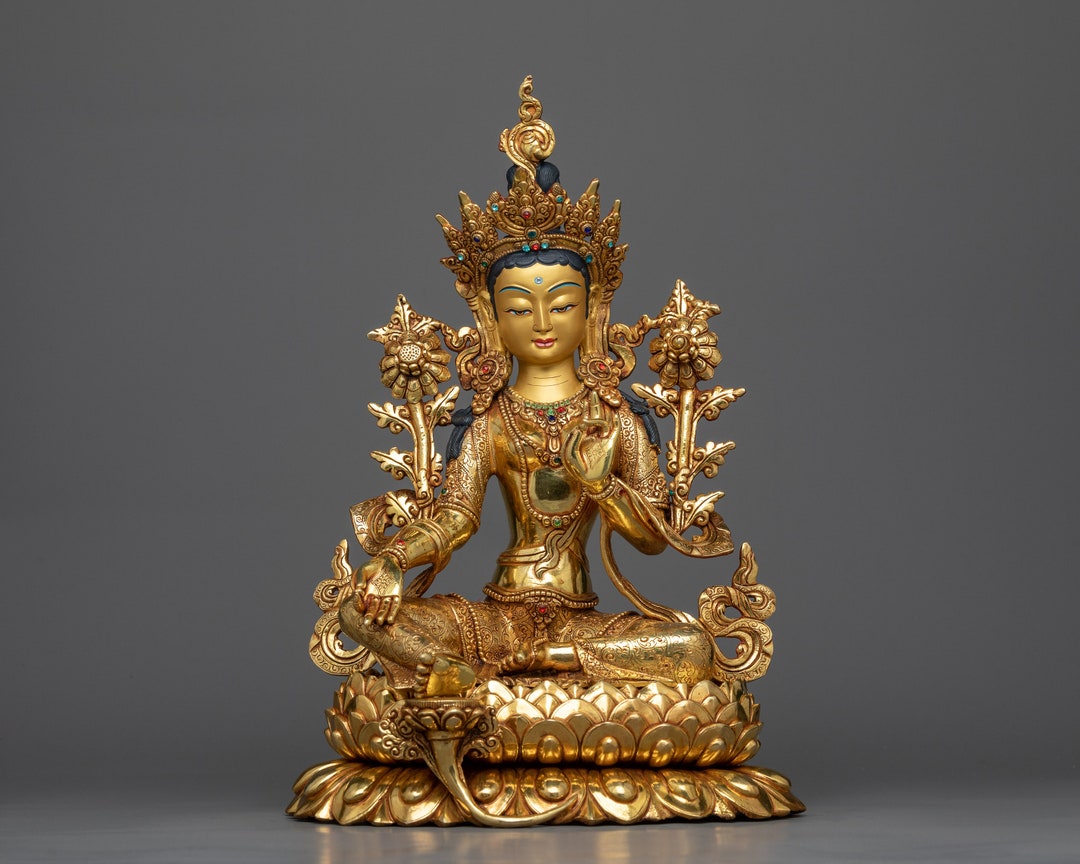 Green Tara Statue - Traditionally Hand-crafted Buddhist Deity of ...