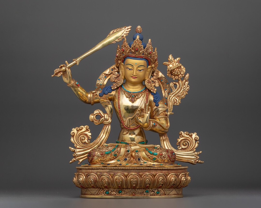 Spiritual Decor Manjushri Statue | Sword of Wisdom for Spiritual ...
