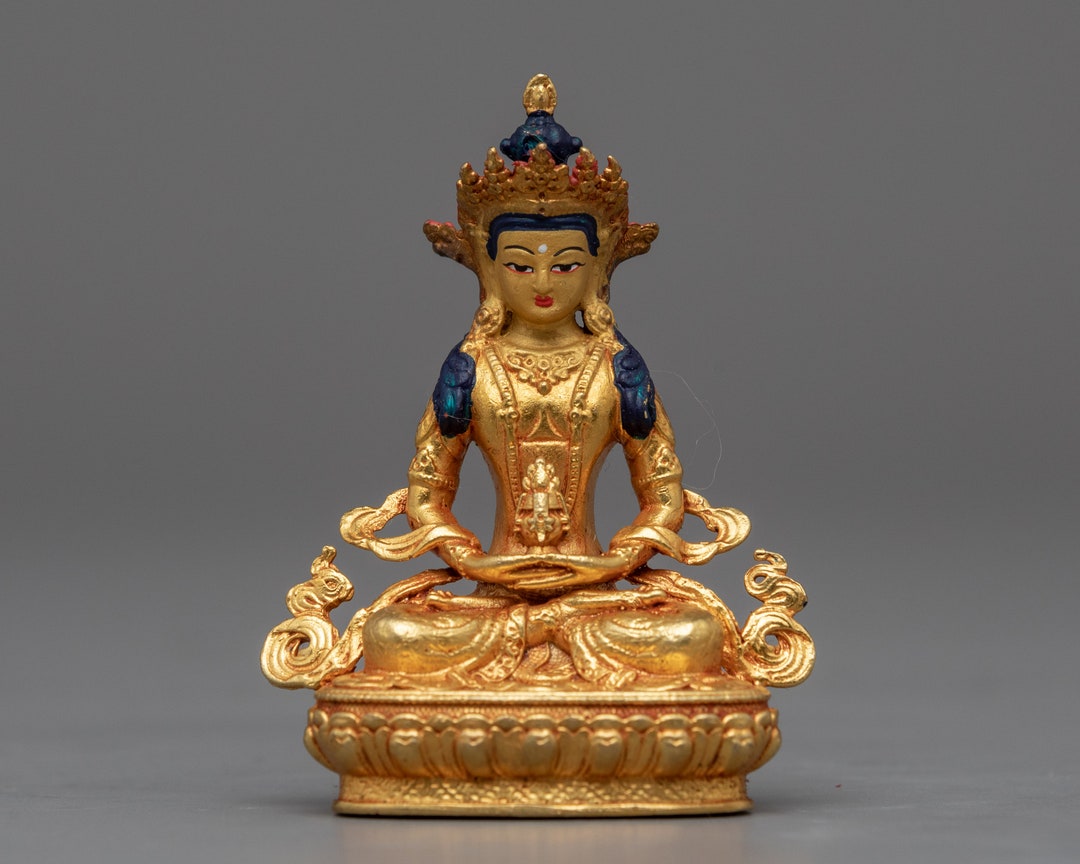 Small Amitayus Statue | Original Indoor Buddhist Sculpture | Gilded in ...