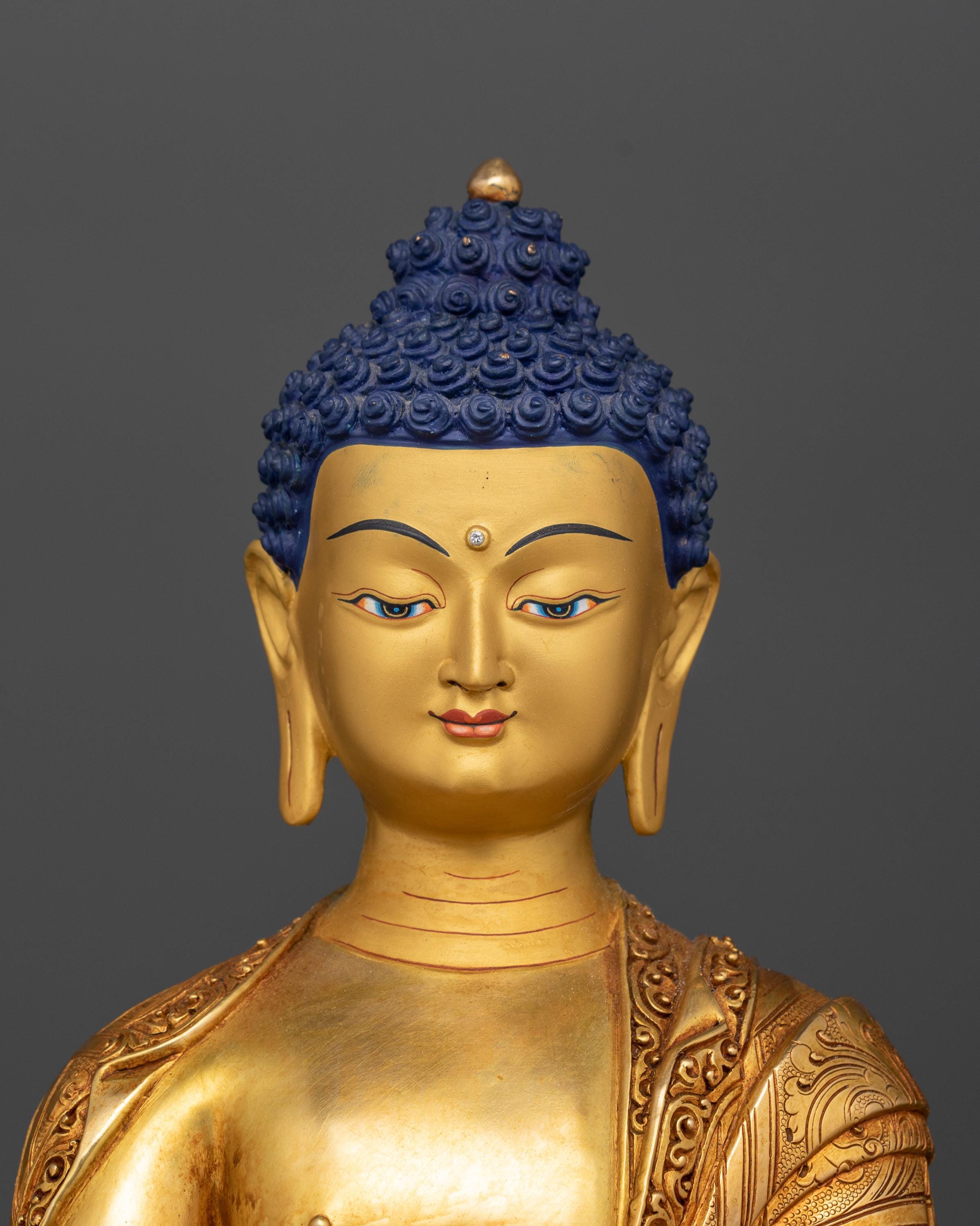 Shakyamuni Buddha the Dharma Teacher Statue | 24K Gold Gilded Figurine ...