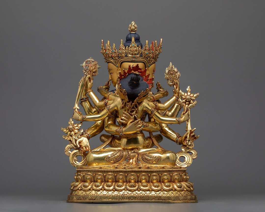 Premium Guhyasamaja Statue - Triple-layered 24K Gold Gilded Tantric ...