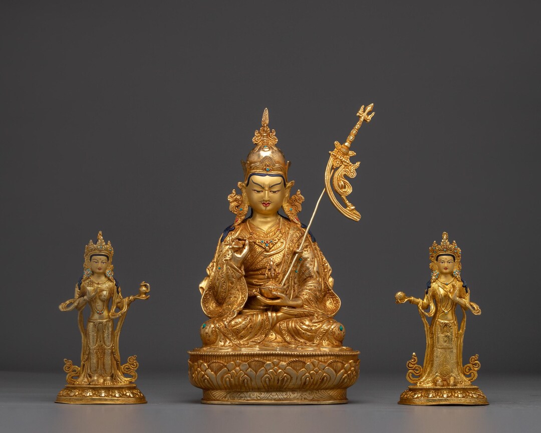 Vajra Master Guru Rinpoche With Yeshe Tsogyal and Mandarava Handmade ...