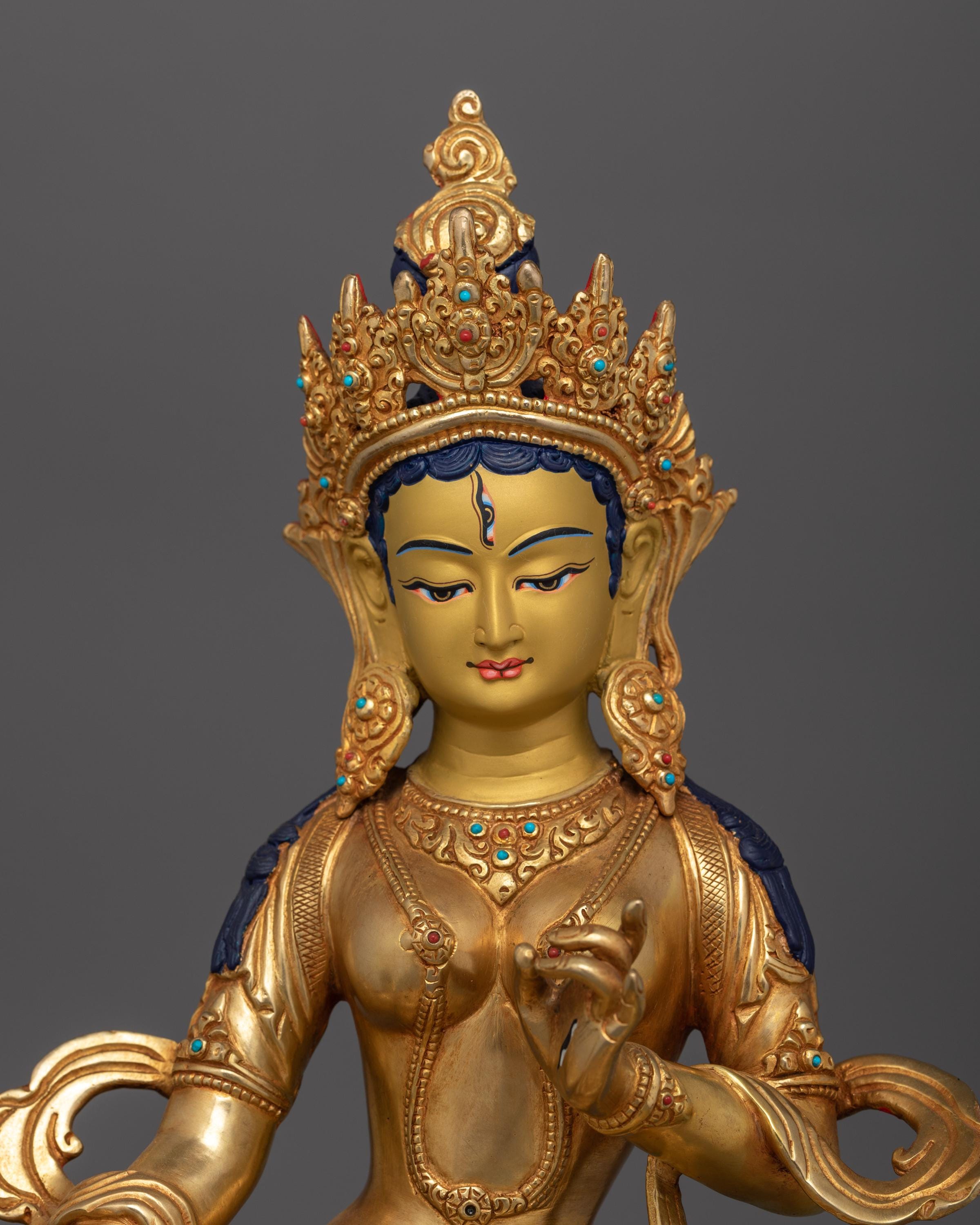 Traditional Dukar White Umbrella Sculpture | 13.6 Inch 24K Gold Gilded ...