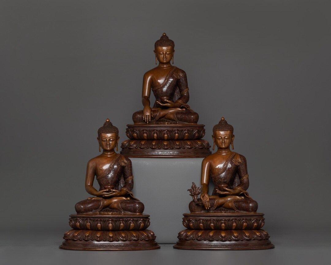 Handcrafted Statue Set of Three Buddhas | Buddha Trinity | Amitabha ...