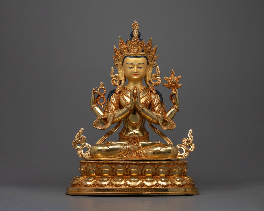 Seated Four-arms Chenrezig Statue | Embrace Compassion and ...