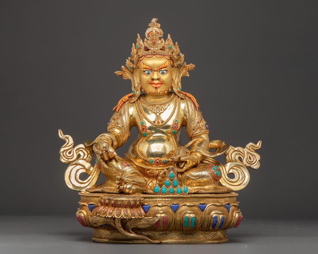 Dzambala Statue 24K Gold Gilded Copper Sculpture | Fine Nepalese ...