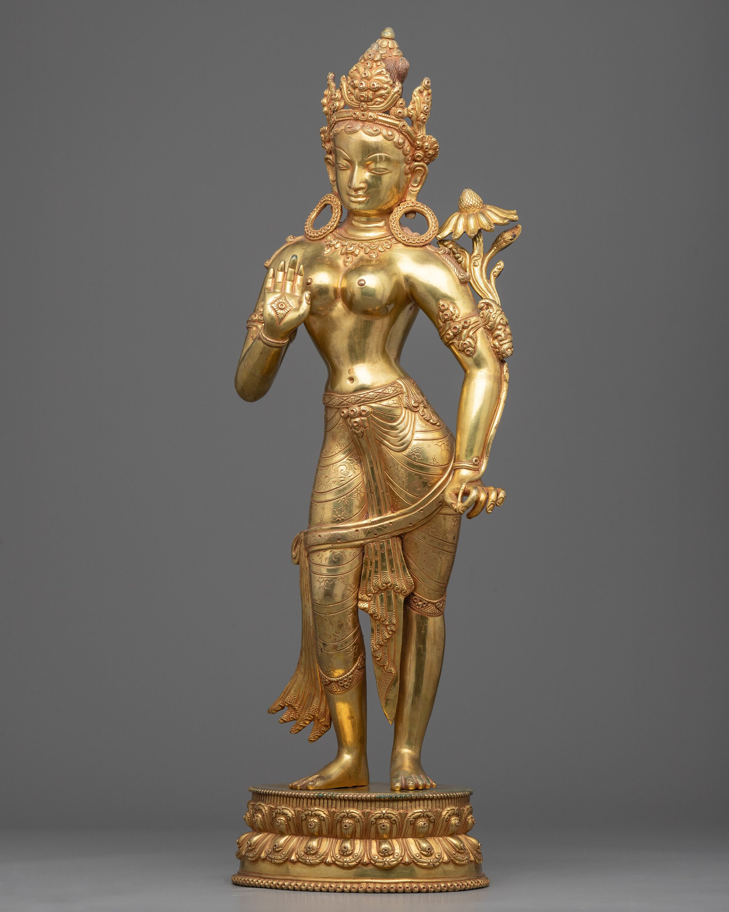 Standing Green Tara Statue Hand-carved Female Buddha - Etsy