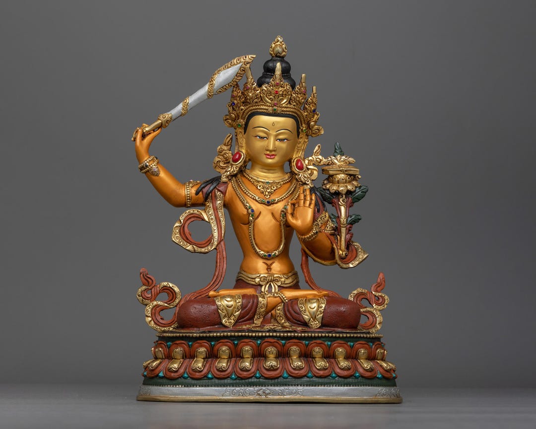 Insight Deity Manjushri Colored Statue | Beautifully Handcrafted Art ...