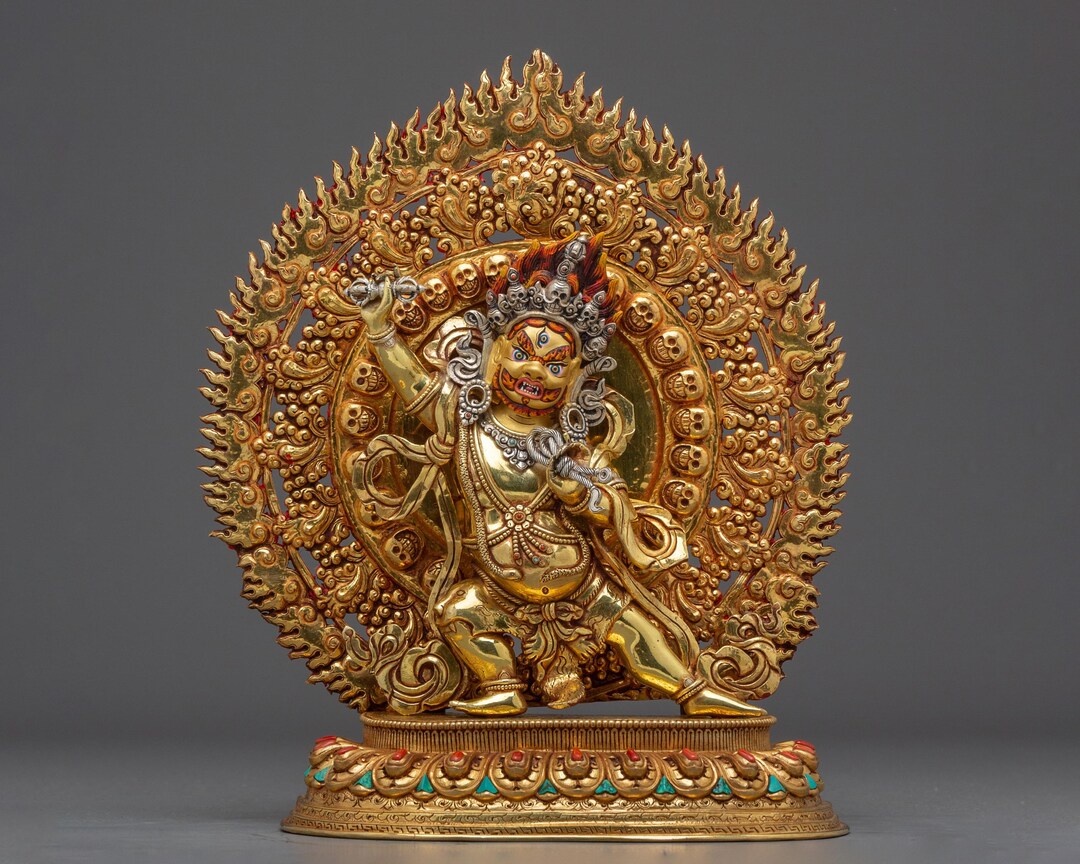 Handmade Copper Vajrapani Statue: Buddhist Protector Deity | 24K Gold ...