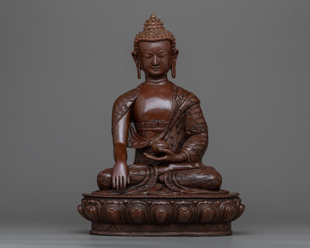 Shakyamuni Buddha Copper Sculpture Art - Handcrafted Oxidized Copper ...