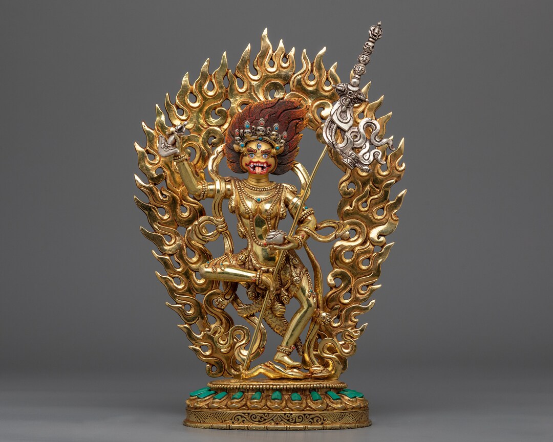 24k Gold Gilded Dakini Simhamukha Statue copper Acrylic - Etsy