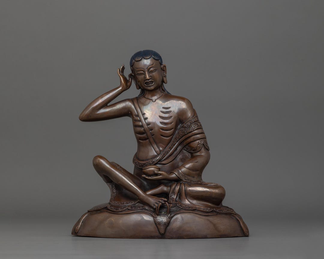 Himalayan Guru Milarepa Sculpture | Handcrafted Oxidized Copper Statue ...