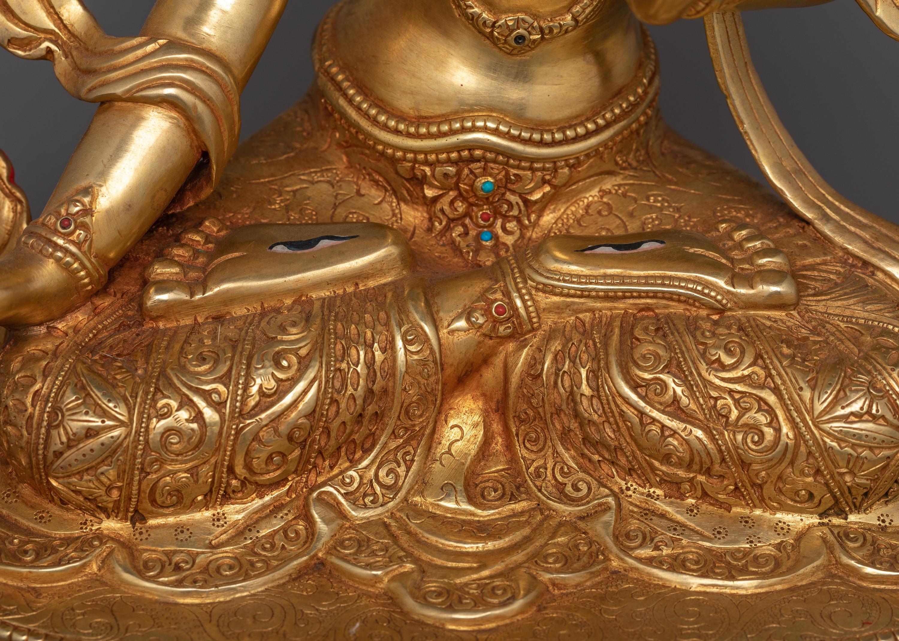 Traditional Dukar White Umbrella Sculpture | 13.6 Inch 24K Gold Gilded ...