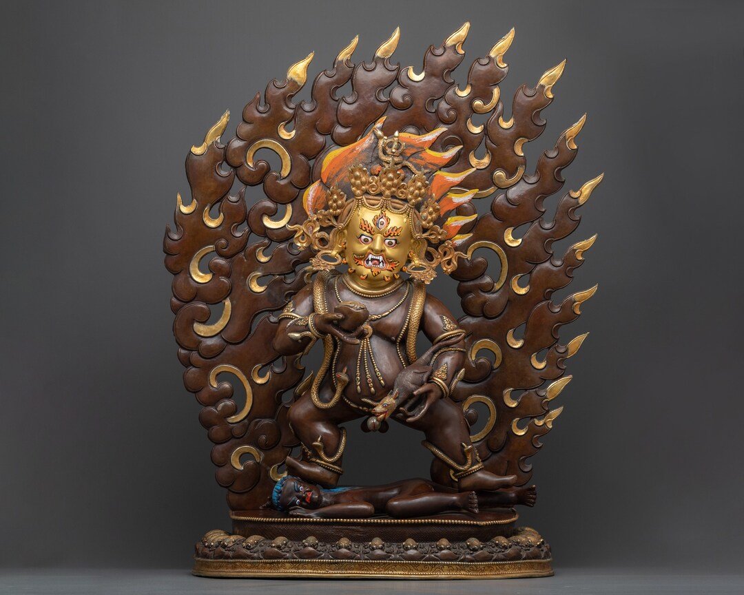 Black Kuber Statue - 24K Gold Gilded, Acrylic Details on Copper ...
