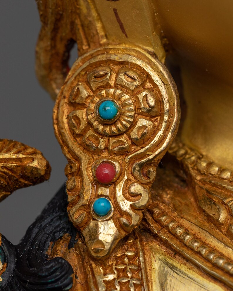 Jetsun Dolma Green Tara Bodhisattva Statue in 24K Gold Gilded Copper ...