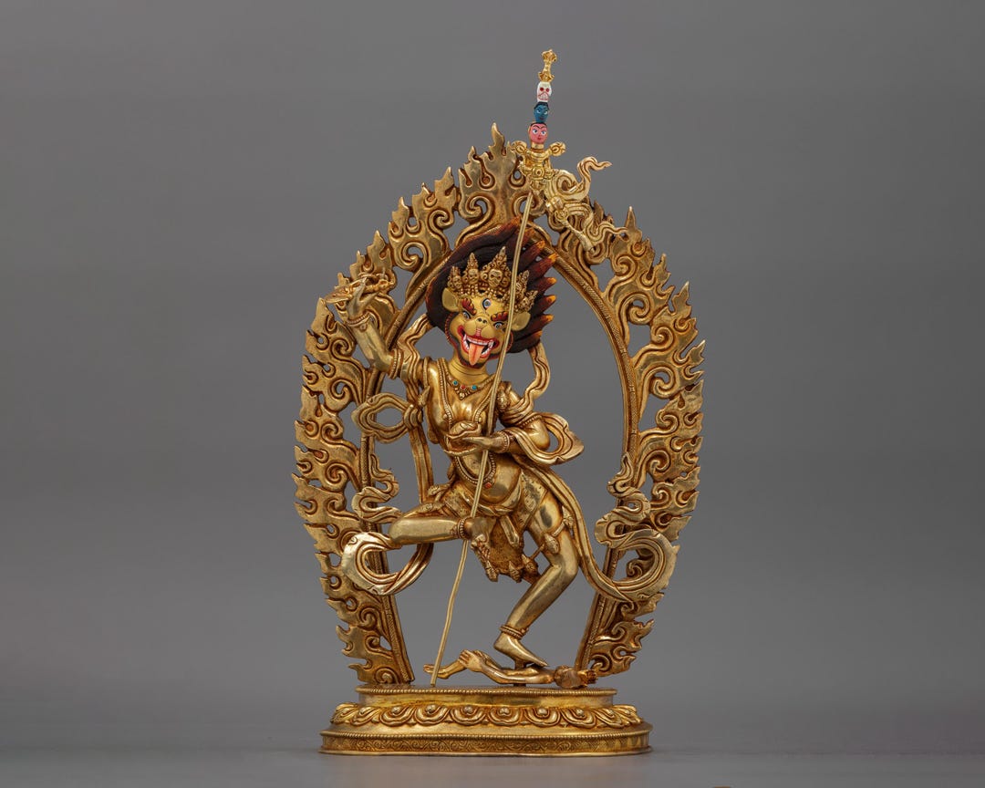 Handcarved Lion-faced Dakini Statue | Buddhist Wrathful Art | Embrace ...