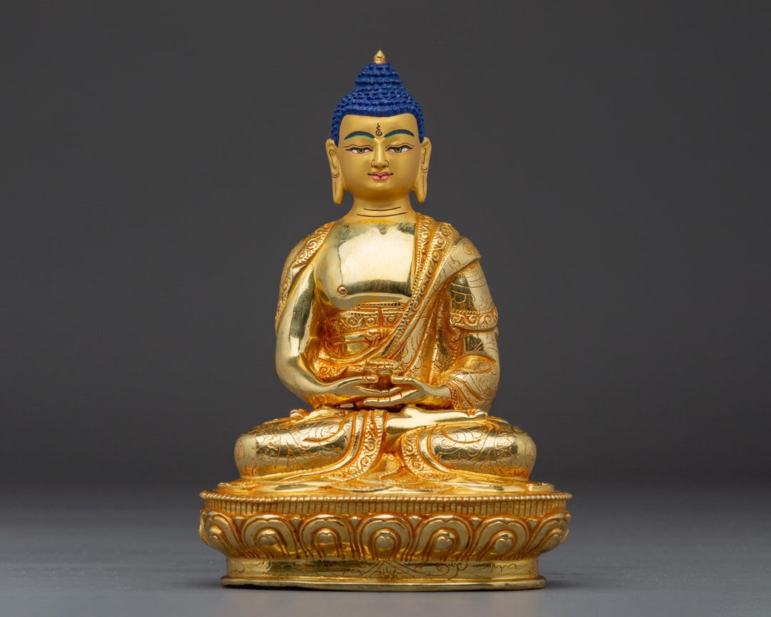 Divine 48 Great Vows Amitabha Buddha Statue | Handcrafted Gold Gilded ...
