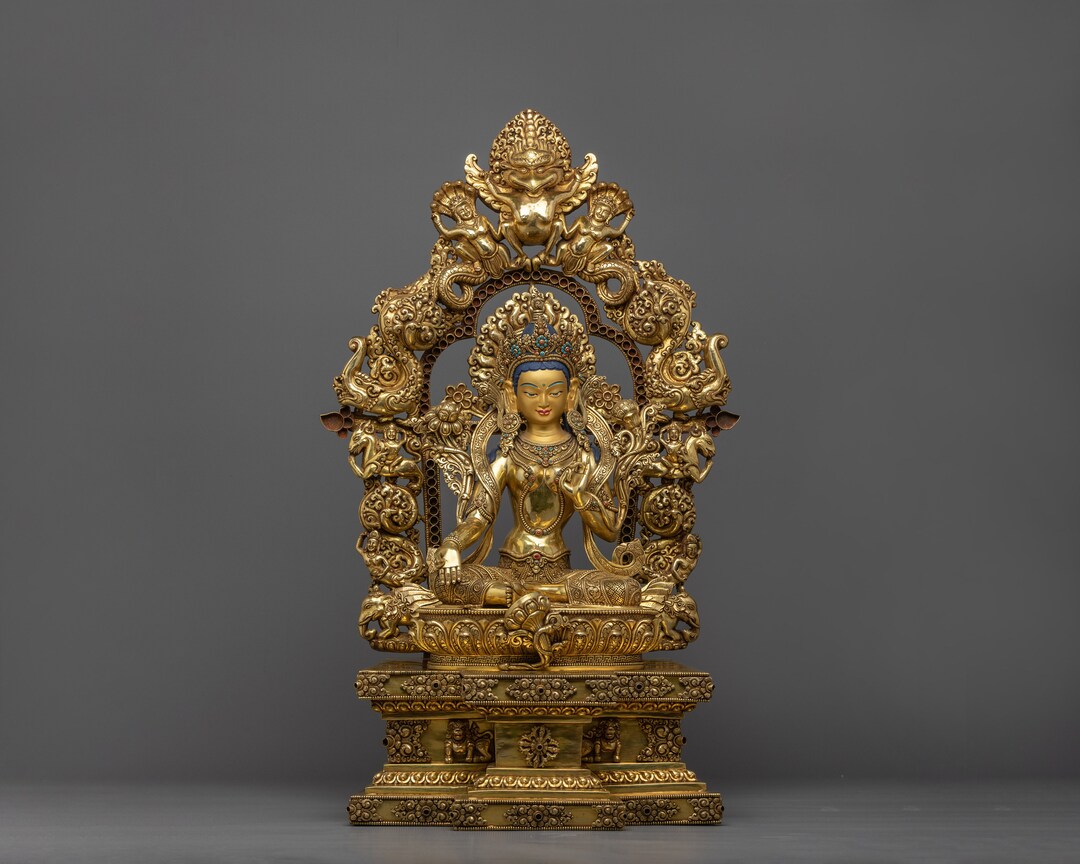 Elegant Green Tara on Throne | Elevate Your Spiritual Practice | Mother ...