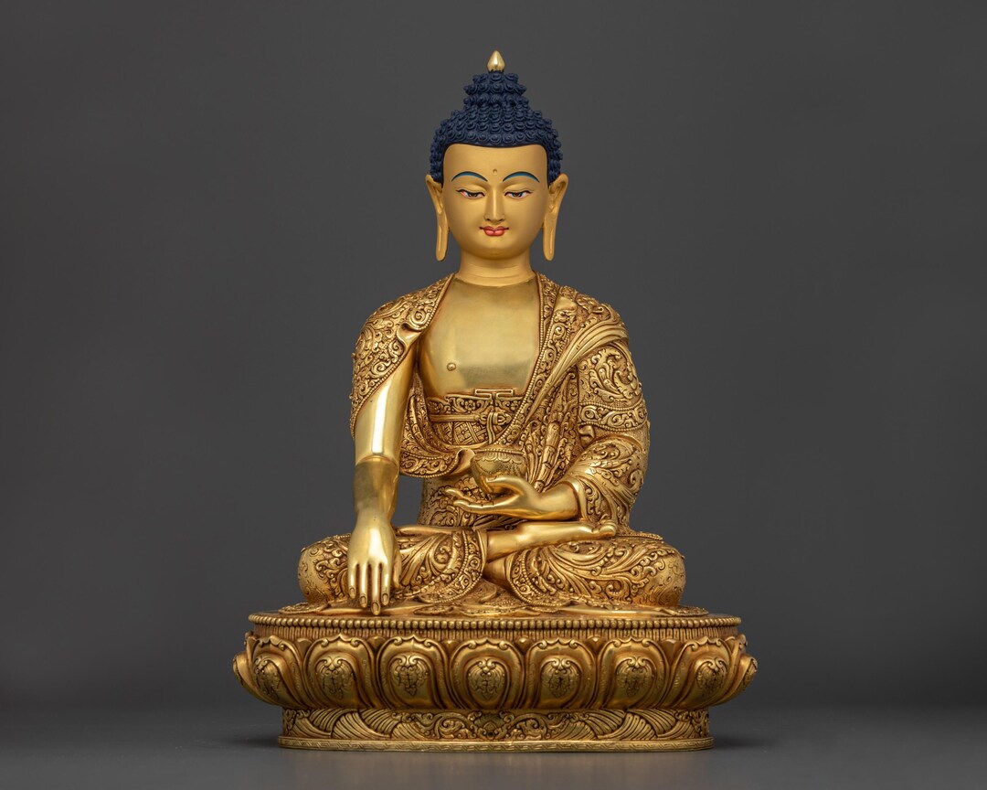 Shakyamuni Buddha Traditional Statue | Handcrafted 24K Gold Gilded ...