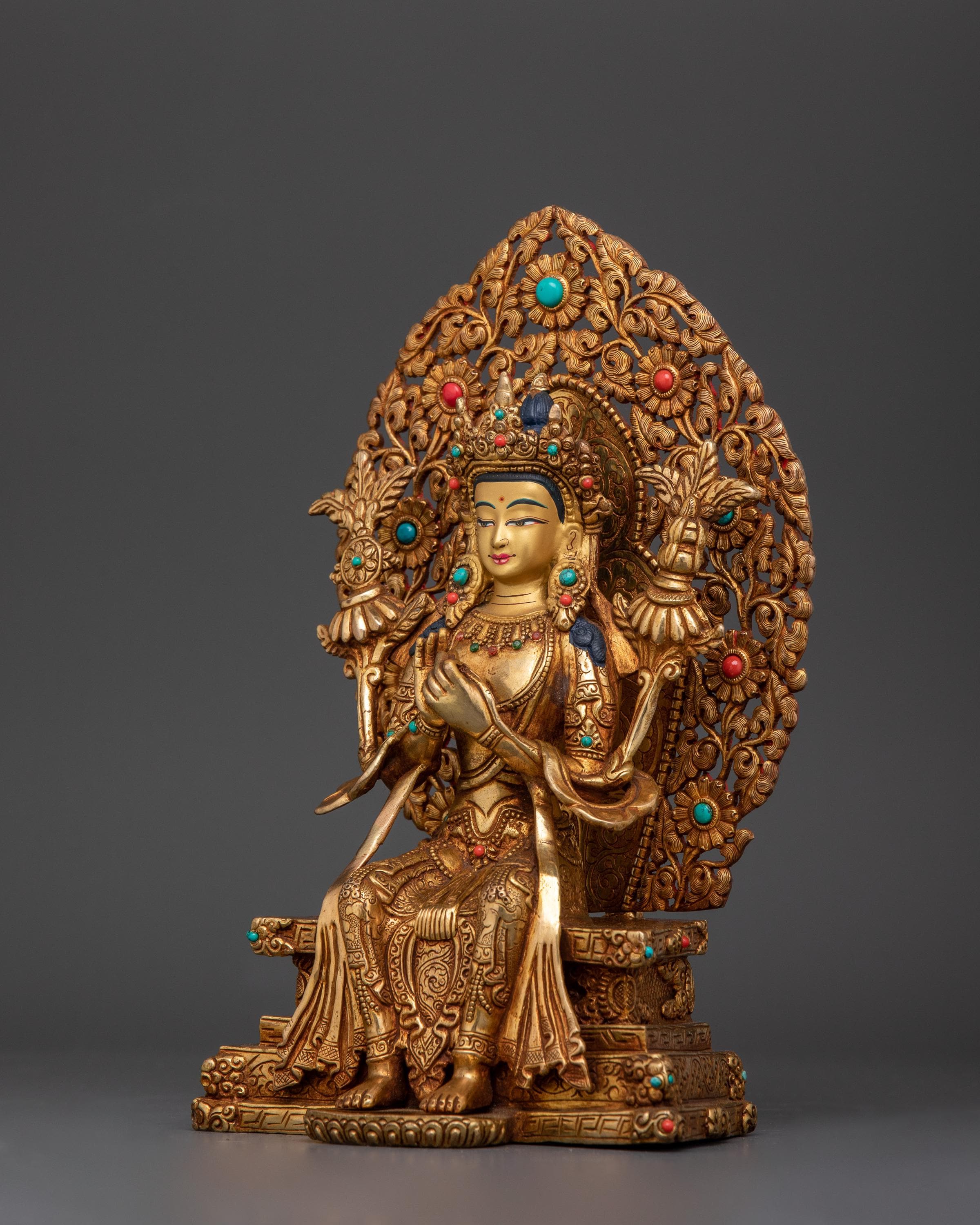 Lord Maitreya Buddha Statue for Shrine | 24K Gold Gilded Future Buddha ...