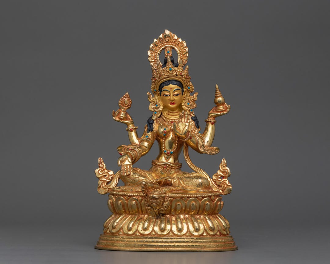 Handmade Statue of Dhan Lakshmi | 24k Gold Gilded With Copper Body and ...