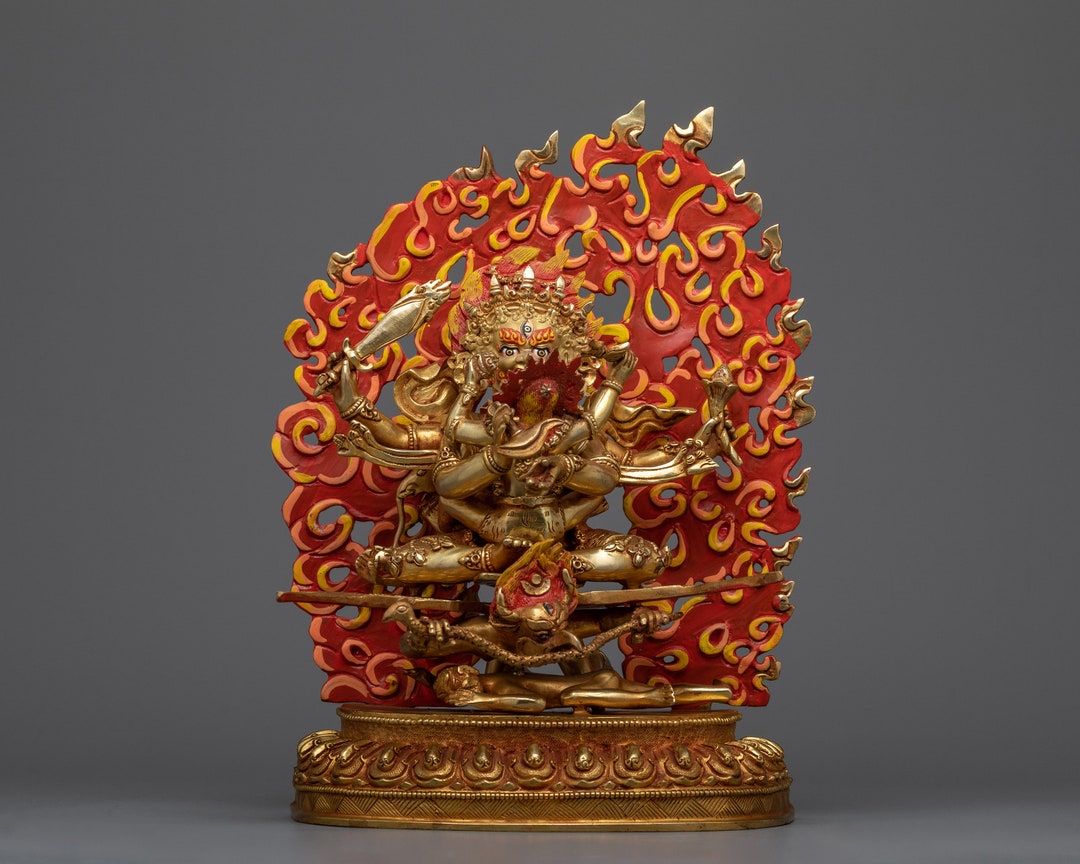 Four Armed Mahakala Mantra Statue | 24k Gold Gilded Artwork of Century ...
