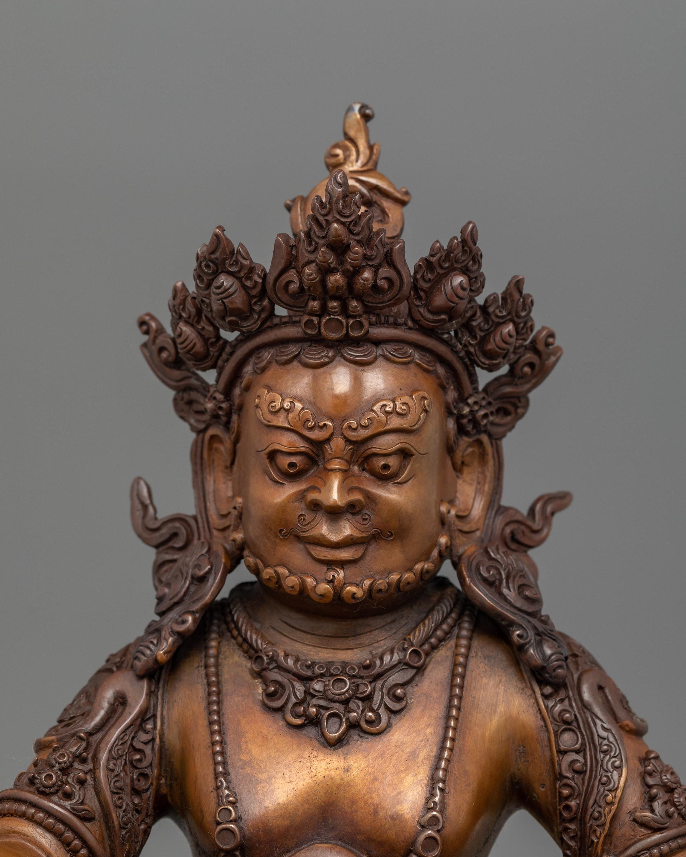 Handicraft Dzambhala Statue With Mongoose | Oxidized Copper Buddhist ...