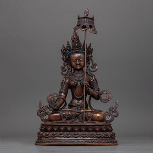 Darken Oxidized Dukar Statue Seated on Double Petal Lotus Seat ...