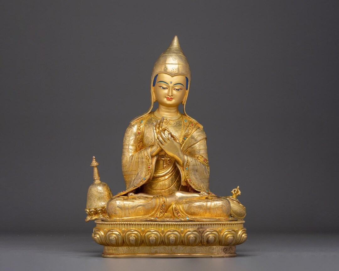 Golden Sculpture of Atisa: Symbol of Glorious Wisdom - Figurine for ...