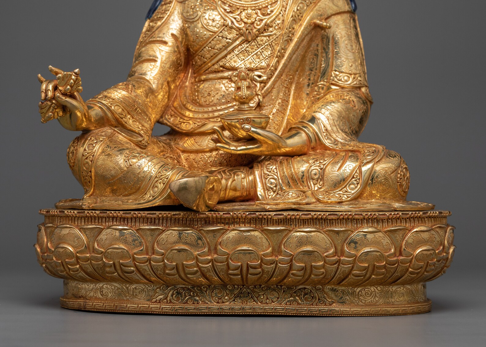 Guru Padmasambhava Statue in 24K Gold Gilded Copper - Tibetan Tantric ...