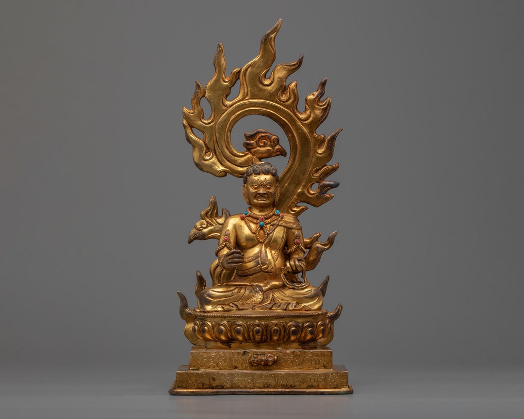 Yamraj Gold Gilded Statue | Dharmapala, Wrathful God | Hand-caved in ...