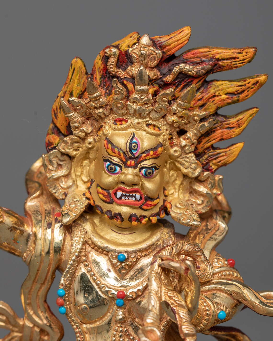 Vajrapani Buddha Statue in 24K Gold Gilded Oxidized Copper - Symbol of ...