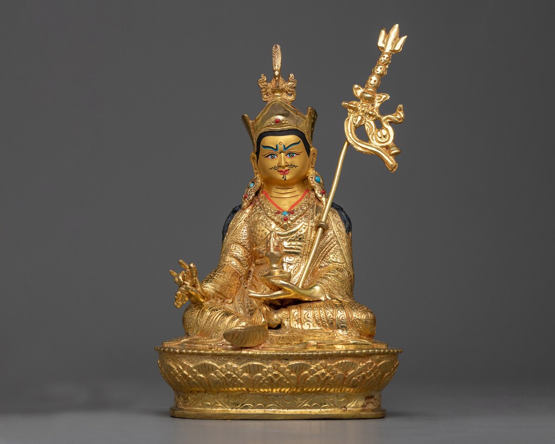 Guru Rinpoche 23cm Statue - 24K Gold Gilded Tantric Teacher, Spiritual ...